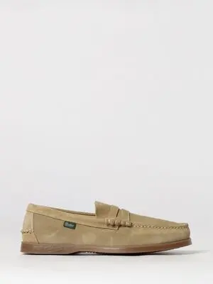 Paraboot Classic Suede Loafers With Penny Bar And Rubber Sole - Sand