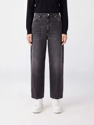 Fabiana Filippi High-waisted Wide-leg Cotton Denim Jeans - Grey
