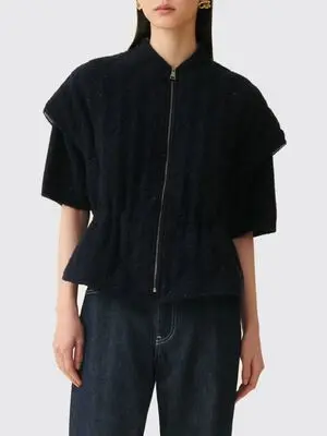 Fabiana Filippi Short Padded Wool And Cashmere Cape With A Bomber Collar - Blue