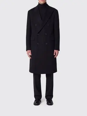 Tagliatore Double-breasted Long Coat In Pure Virgin Wool - Blue