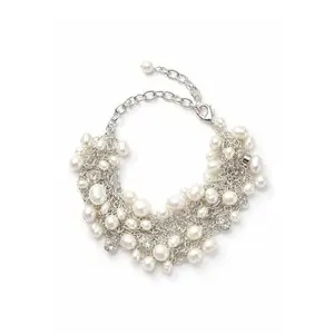 Saachi Cascading Pearl Statet Bracelet - Silver