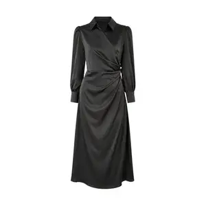 JOHN ABGIN Satin Pearl Detail Maxi Dress - Black