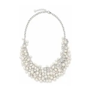 Saachi Cascading Pearl Statet Necklace - Silver