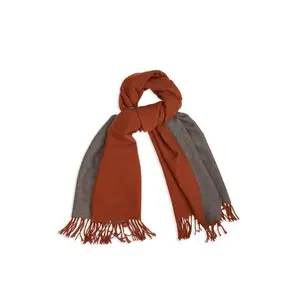 Saachi Solid Fringe Reversible Scarf - Orange