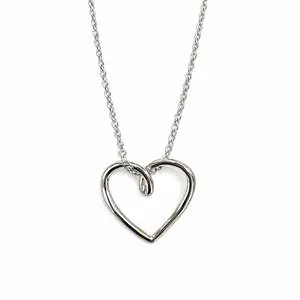 PEARL CODE Open Heart Pendant Necklace - Silver