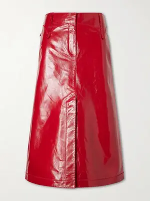 Tory Burch Leather Midi Skirt