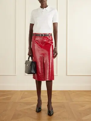 Tory Burch Leather Midi Skirt