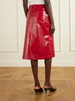 Tory Burch Leather Midi Skirt