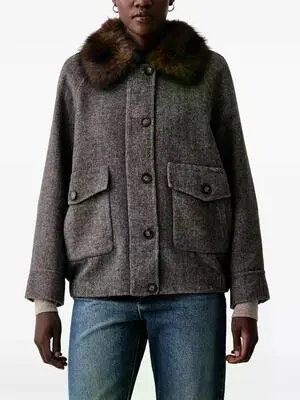 VICOLO Long-sleeve Faux-fur-collar Jacket