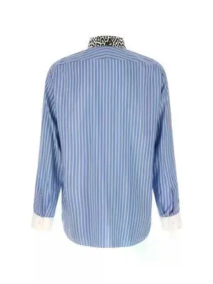 TOM FORD Animal-print Collar Striped Shirt - Blue