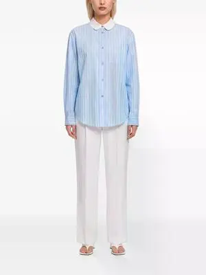 FORTE_FORTE Striped Peter Pan Collar Shirt - Blue
