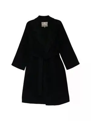 N.peal Belted Woven Coat - Blue