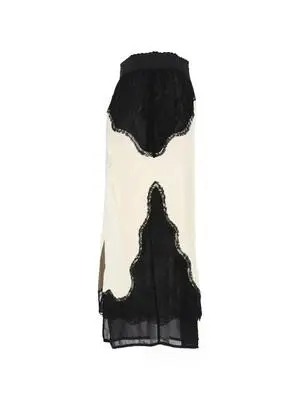 Attico Lace-panelled Satin Midi Skirt