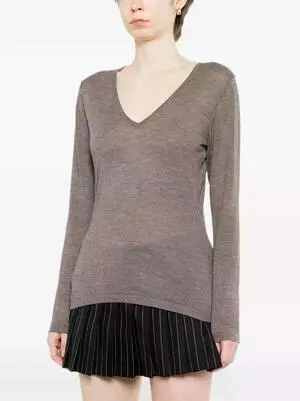 N.peal Imogen V-neck Top - Grey