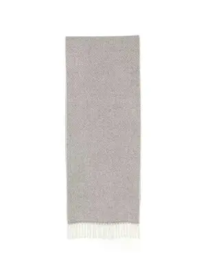 N.peal Herringbone-woven Cashmere Scarf - Grey