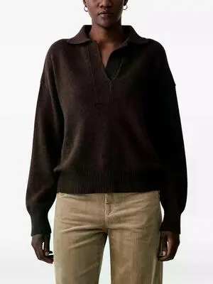 VICOLO Polo-collar Knitted Sweater - Brown