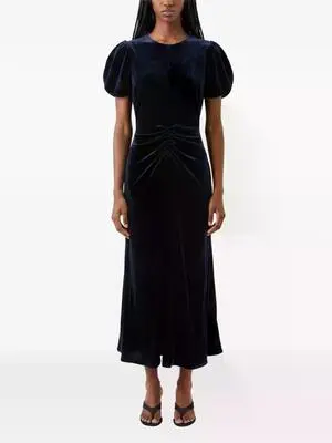 Victoria Beckham Midi Bela Gathered Puff-sleeve Dress