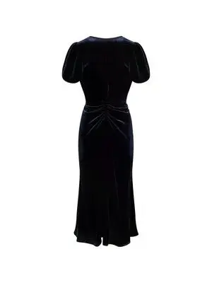 Victoria Beckham Midi Bela Gathered Puff-sleeve Dress