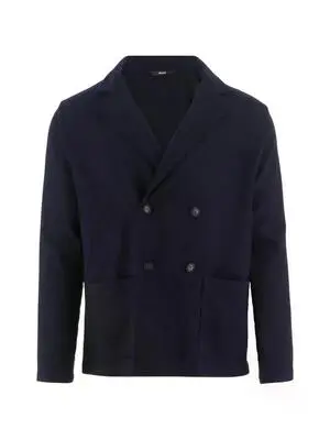 BOSS Double-breasted Textured Jacket - Blue