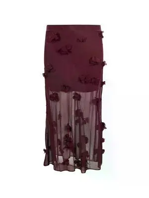 Simkhai Cora Floral-appliqué Skirt - Red