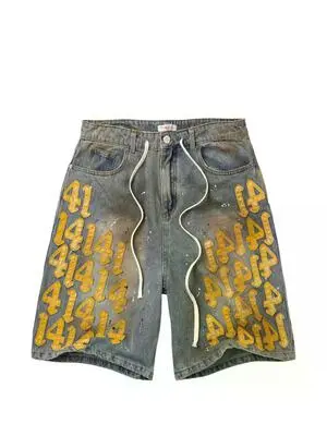 VALE FOREVER Lucky Charms Appliqué Denim Shorts - Blue