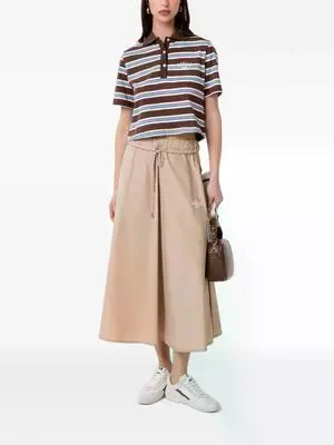 GAELLE PARIS Striped Cropped Polo Shirt - Brown