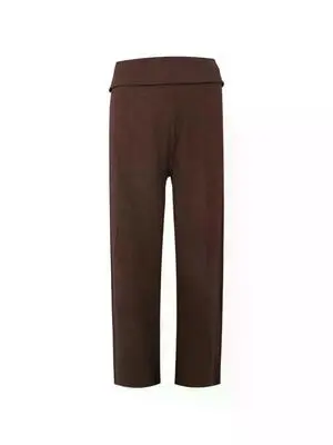 IZAAK AZANEI Foldover Pin-tucked Trousers - Brown