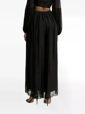 HAVEONE Sheer Pleated Palazzo Pants