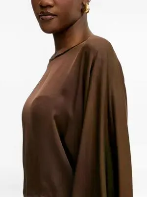 HAVEONE Batwing-sleeve Cropped Top - Brown