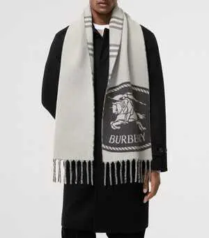 Burberry Cashmere Reversible Knight Stamp Scarf