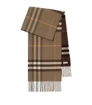 Burberry Reversible Cashmere Check Scarf Brown