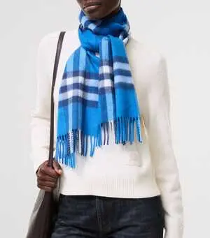 Burberry Cashmere Check Scarf - Blue