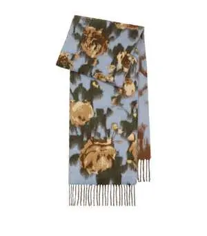 Burberry Wool-blend Rose Scarf Blue