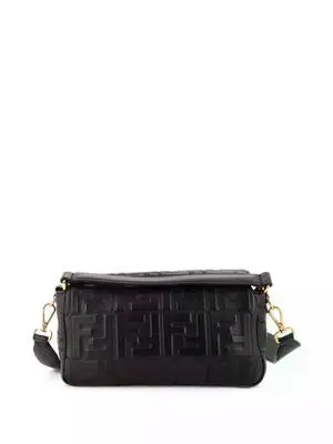 Fendi Baguette Nm Bag Zucca Embossed Leather Medium Crossbody Bag