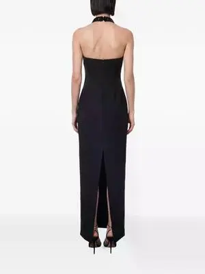 Roland Mouret Maxi Bead-embellished Halterneck Dress - Black