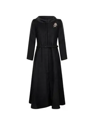 Roland Mouret Boucle Coat With Flower Brooch