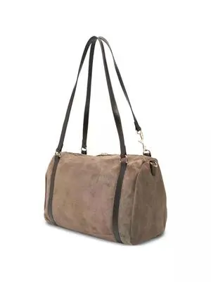MARC ELLIS Suede-finish Logo-plaque Shoulder Bag - Neutrals