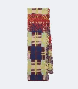Dries Van Noten Checked Fringed Wool And Alpaca-blend Scarf - Multicoloured
