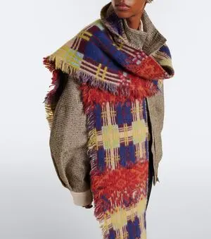 Dries Van Noten Checked Fringed Wool And Alpaca-blend Scarf