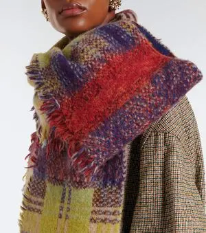 Dries Van Noten Checked Fringed Wool And Alpaca-blend Scarf