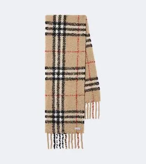 Burberry Check Alpaca And Wool Boucle Scarf - Beige
