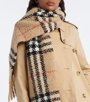 Burberry Check Alpaca And Wool Boucle Scarf