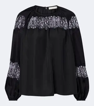 Ulla Johnson Bess Lace-trimmed Silk Blouse - Black