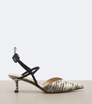 Fendi Colibri Snake-effect Leather Slingback Pumps