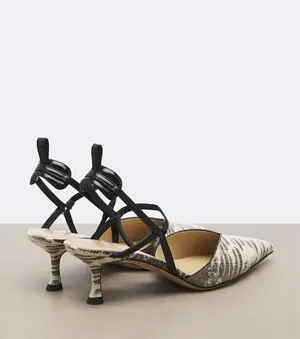 Fendi Colibri Snake-effect Leather Slingback Pumps