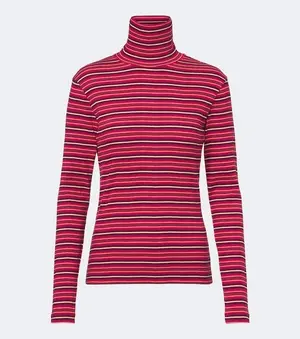 Dries Van Noten Striped Cotton-blend Turtleneck Sweater - Red
