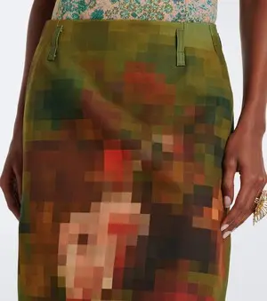 Dries Van Noten Printed Cotton Canvas Midi Skirt