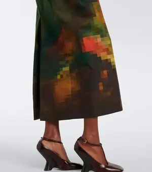 Dries Van Noten Printed Cotton Canvas Midi Skirt