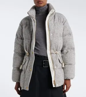 Moncler Wool-blend Tweed Down Jacket
