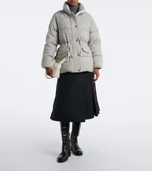 Moncler Wool-blend Tweed Down Jacket